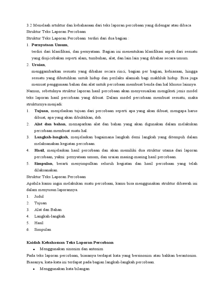 Menelaah Struktur Teks Laporan Hasil Observasi | PDF