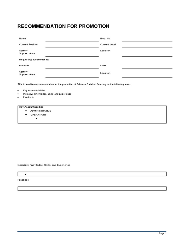 Recommendation For Promotion Sample | PDF