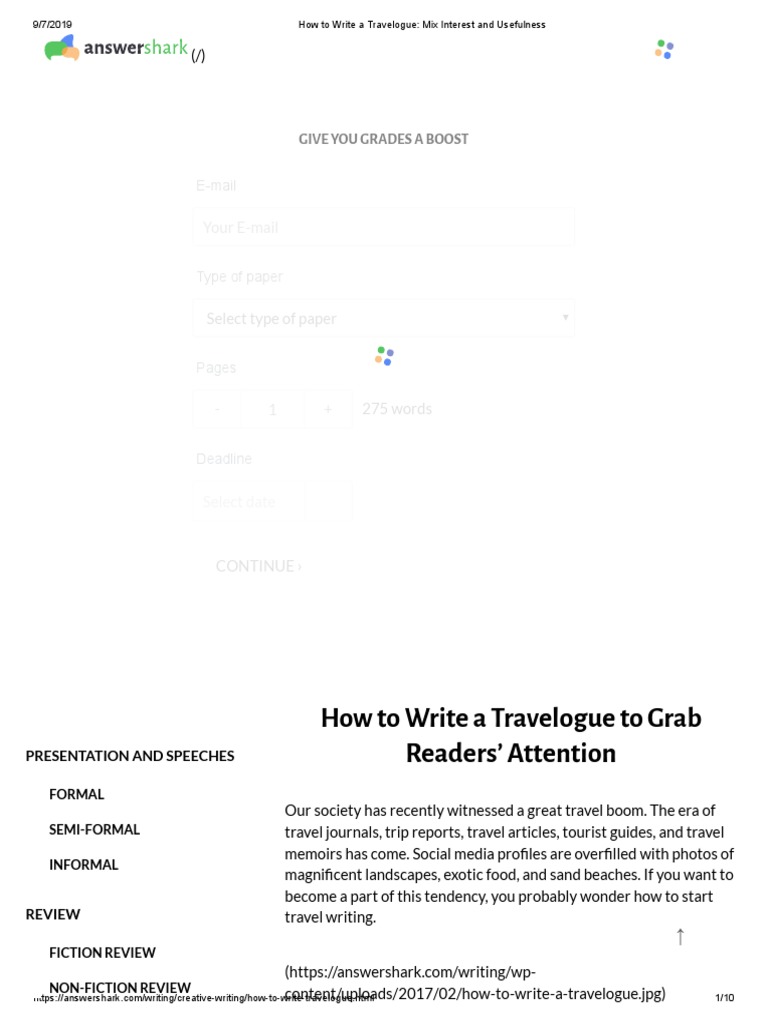 How To Write A Travelogue - Mix Interest and Usefulness | PDF | Travel ...