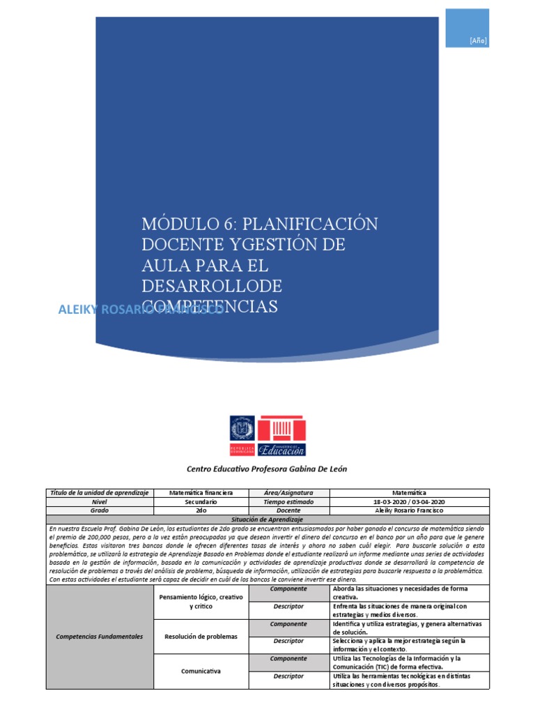 Planificacion de Clase | PDF | Aprendizaje | Maestros