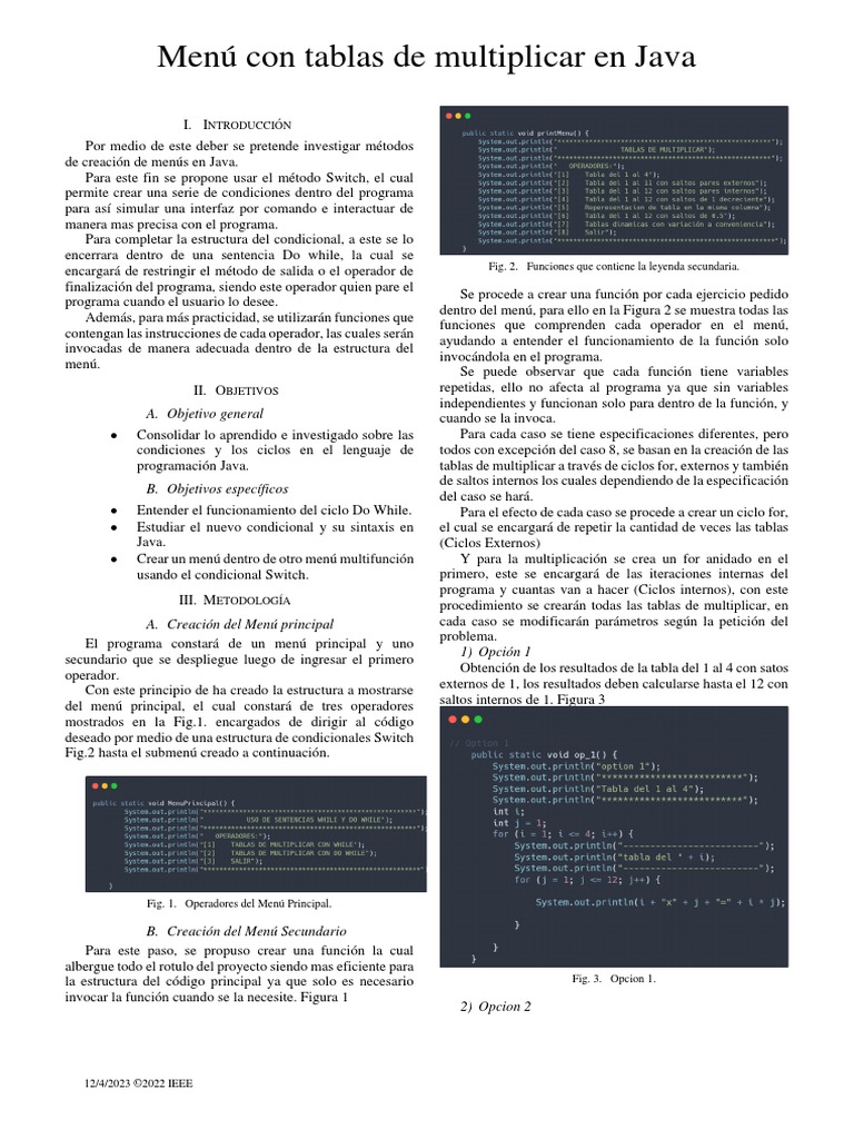 Tablas de Multiplicar en Java | PDF | Java (lenguaje de programación ...
