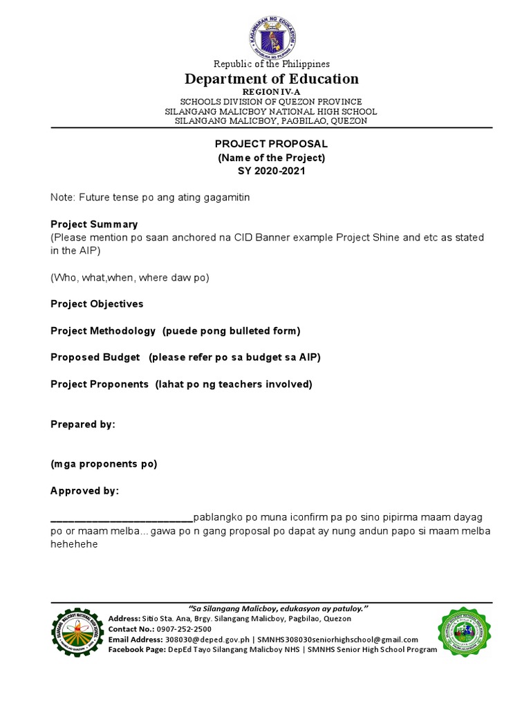 Project Proposal Template | PDF | Philippines