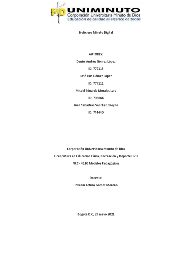 Actividad Noticiero Minuto Digital | PDF | Enseñando | Constructivismo ...
