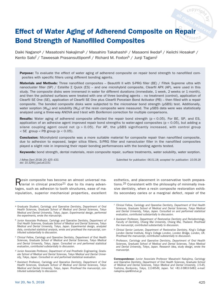 Jad 20 5 Nagano p425 | PDF | Dental Composite | Dentistry