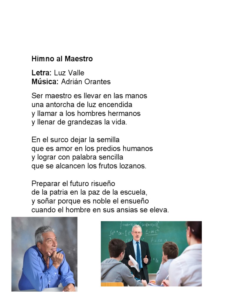 Himno al Maestro: Letra y Música | PDF | Poesía