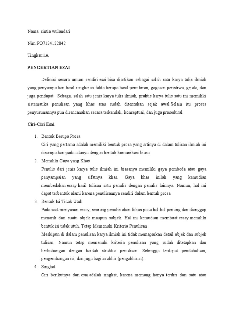 Pengertian Esai | PDF