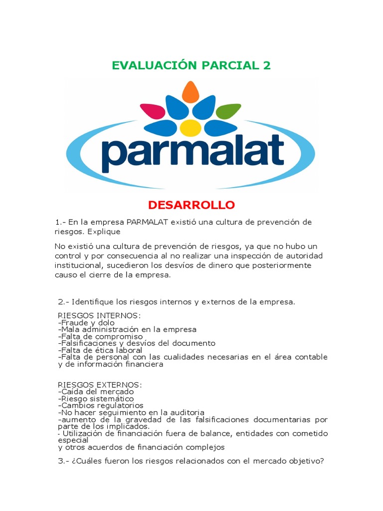 EVALUACIÓN PARCIAL 2 (1) | PDF | Auditoría | Negocios económicos