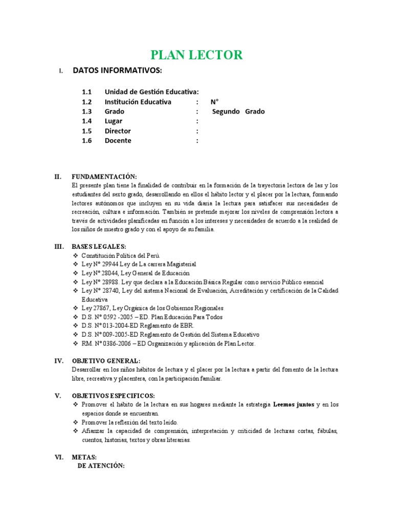 PLAN LECTOR Segundo GRADO - A - 2023-NORMA S. | PDF