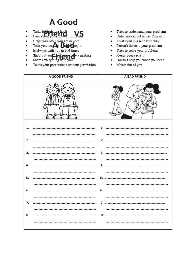 A Good Friend Vs A Bad Friend | PDF