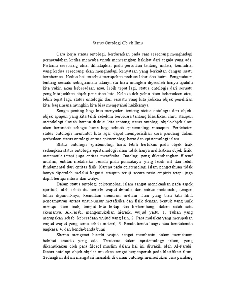 Status Ontologi Objek Ilmu | PDF