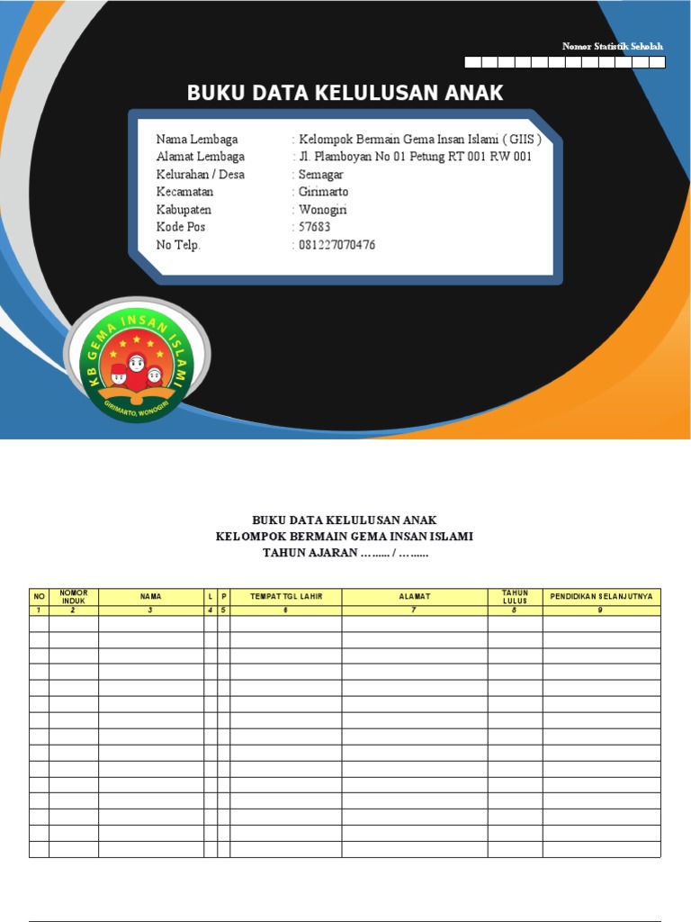BUKU DATA KELULUSAN ANAK PAUD | PDF