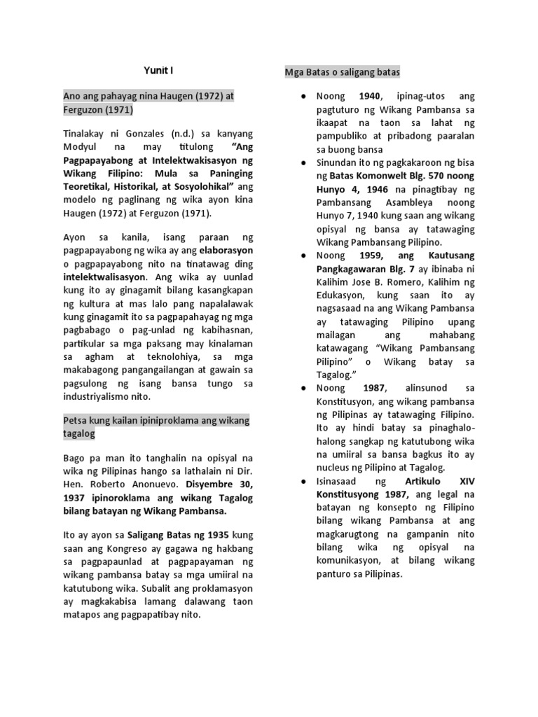 Filipino Reviewer | PDF