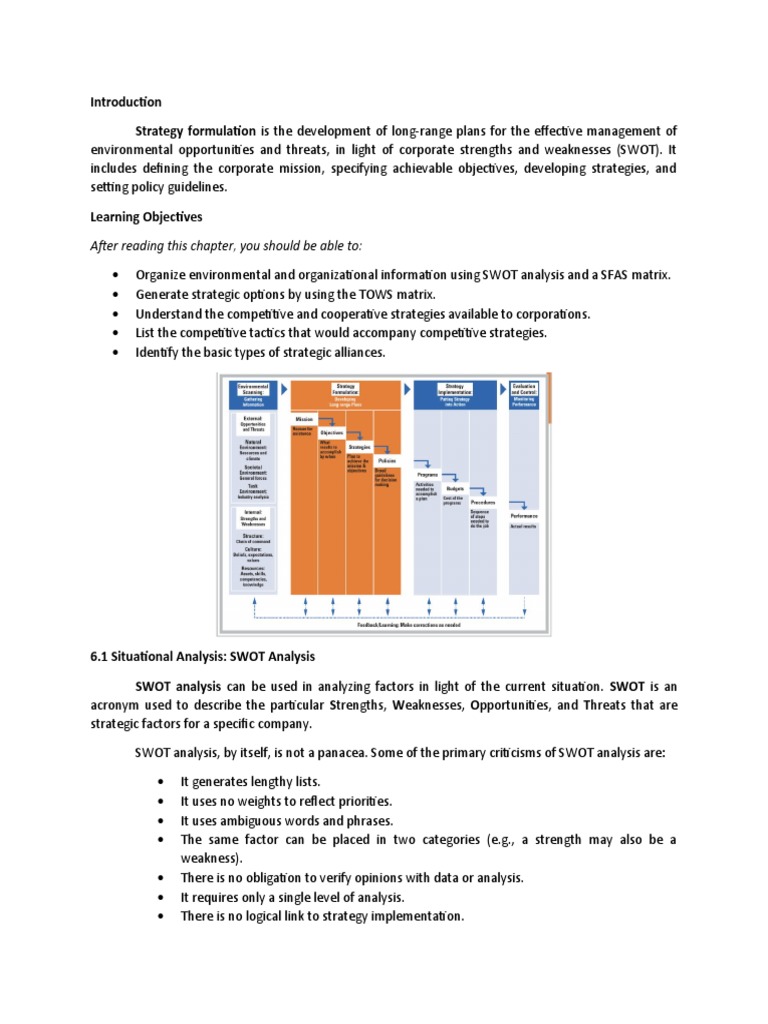 Strategy Formulation P1 | PDF | Swot Analysis | Business