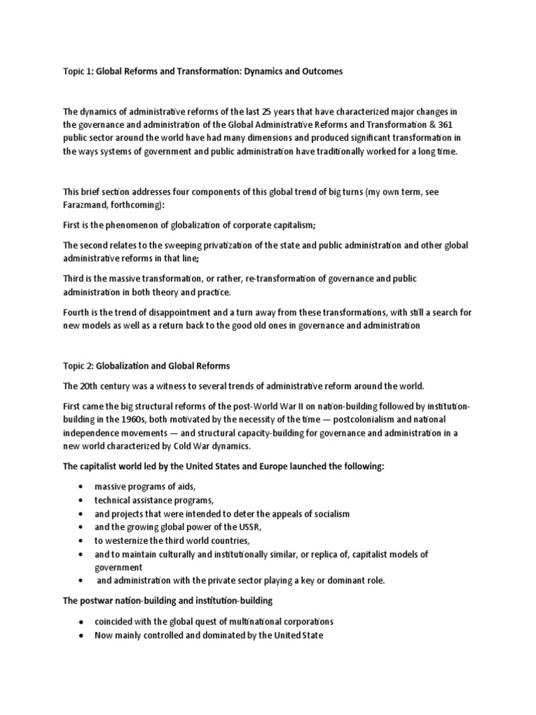 Global Reforms and Transformation | PDF | Structural Adjustment ...