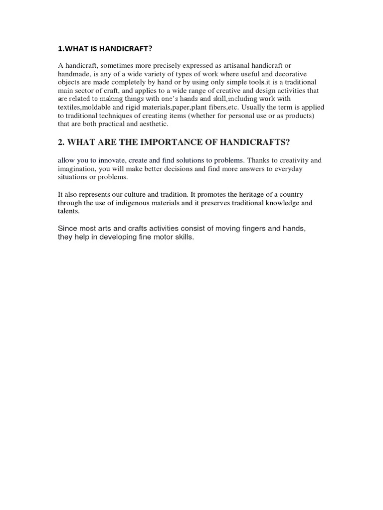 The Benefits of Handicraft: Developing Skills, Preserving Culture, and ...