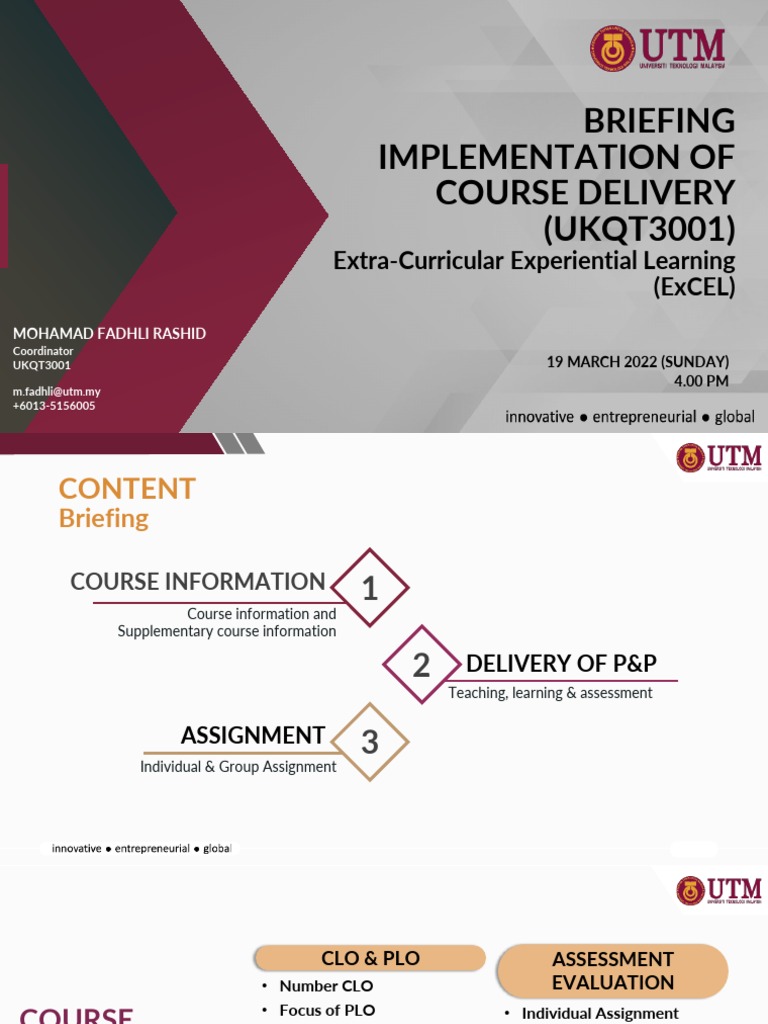 Taklimat Pelaksanaan Penyampaian Kursus UKQT3001 | PDF | Behavior Modification | Behavioural ...