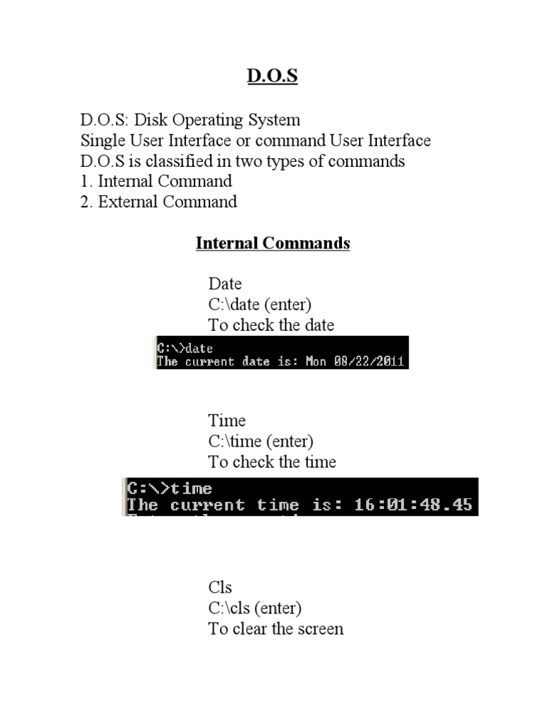 DOS Internal Commands Overview | PDF