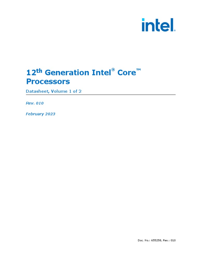 12 Generation Intel Core Processors: Rev. 010 February 2023 | PDF ...