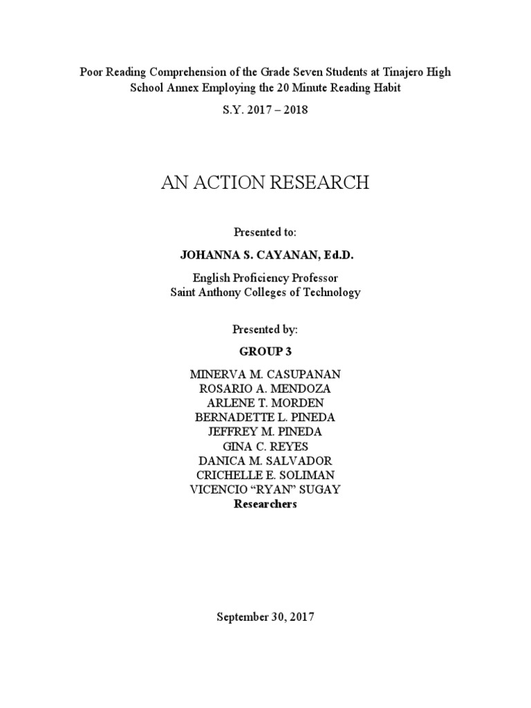 Action Research For Printing 2 | PDF | Reading Comprehension | Learning