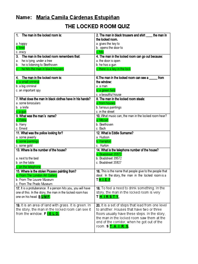 The Locked Room Quiz 1 | PDF