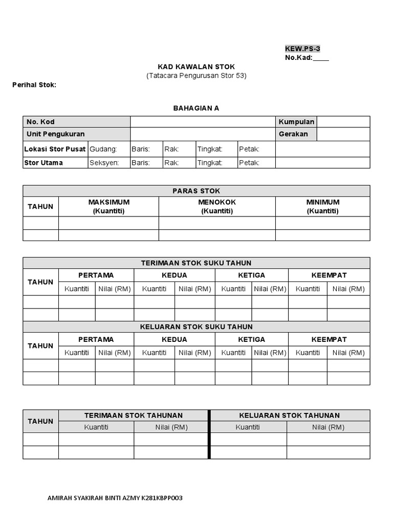Borang Stok | PDF