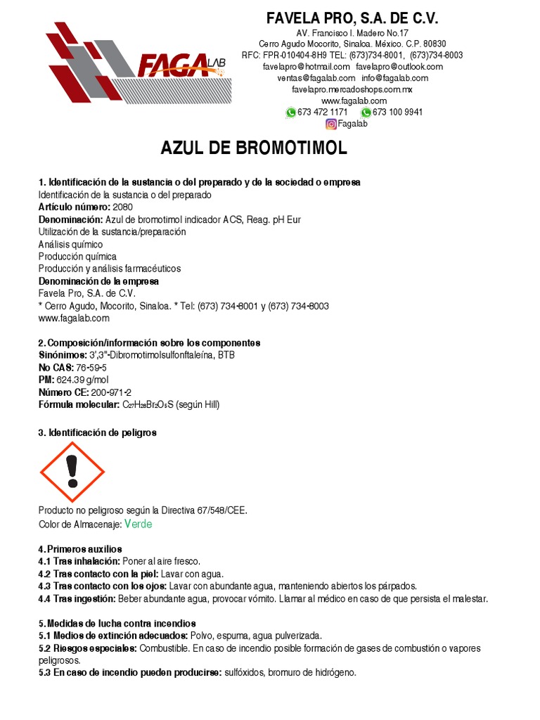 Azul de Bromotimol | PDF | Agua | Toxicidad