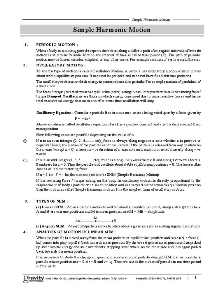 Exploring the Fundamentals of Simple Harmonic Motion | PDF | Oscillation | Physical Phenomena