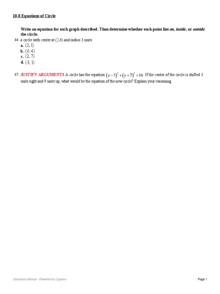 10 8 Equations of Circle | PDF | Science & Mathematics | Computers