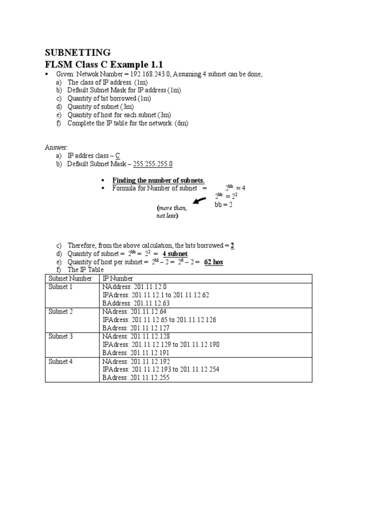 FLSM Class C Example 1 - 2023 | PDF