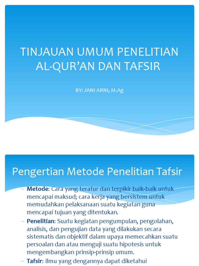 Metode Penelitian Tafsir Al-Qur'an | PDF