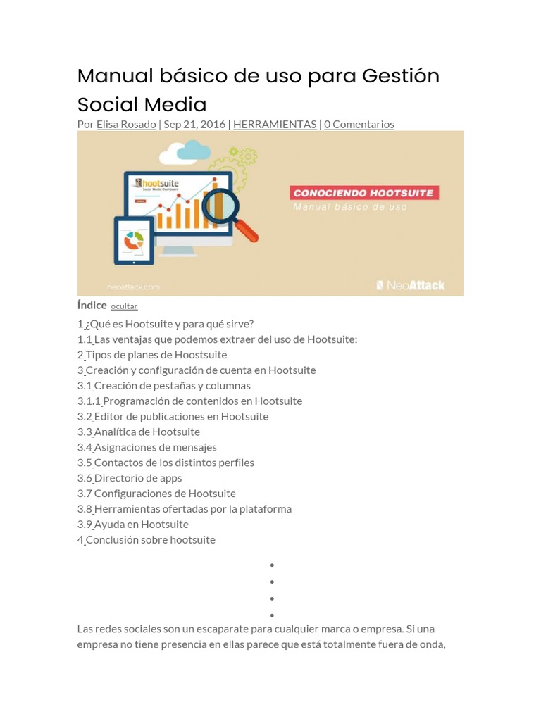 Guía básica para usar Hootsuite | PDF | Servicio de redes sociales | Facebook