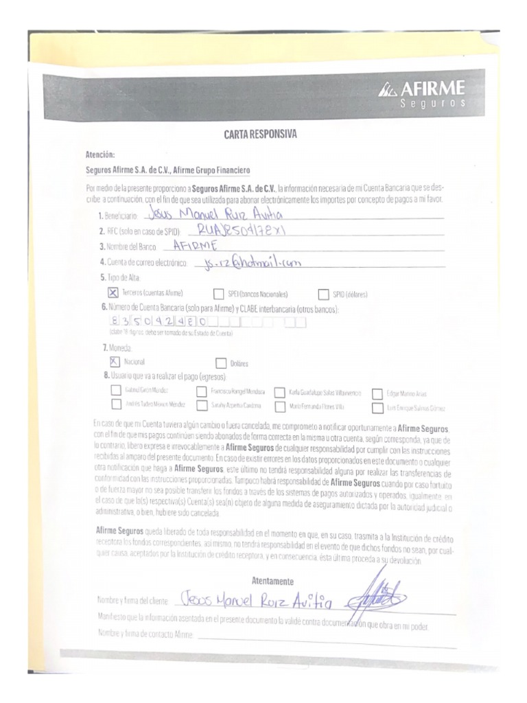 Carta Responsiva | PDF