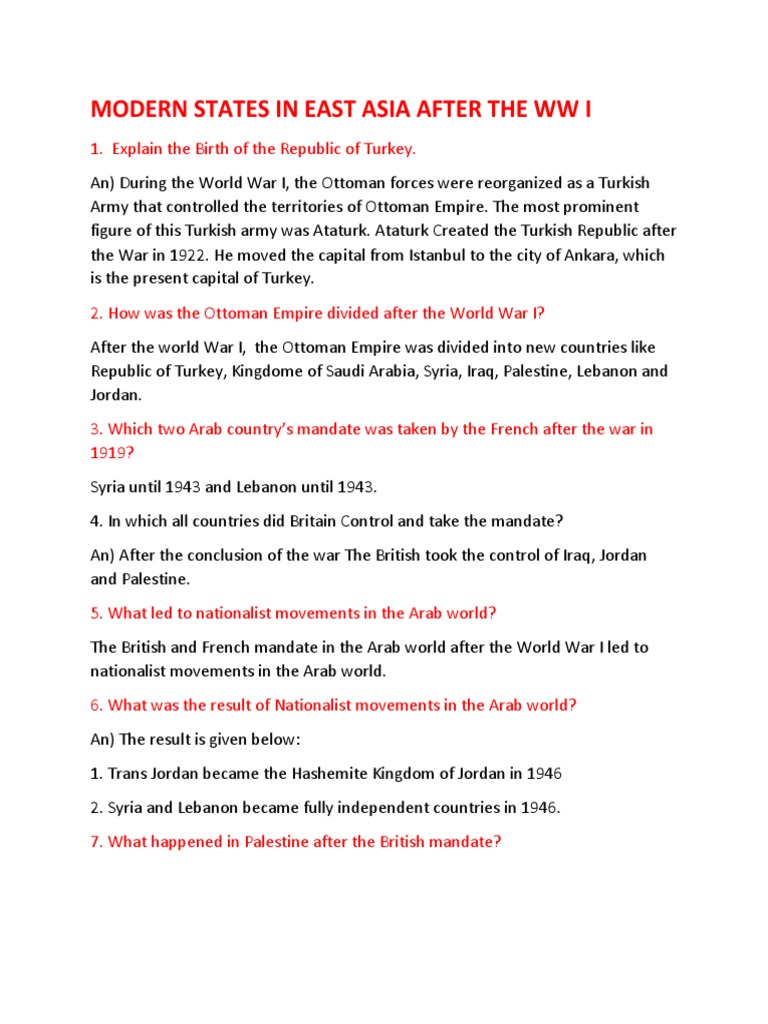 Modern States in Middle East After Wwi | PDF | Ottoman Empire | Arab World