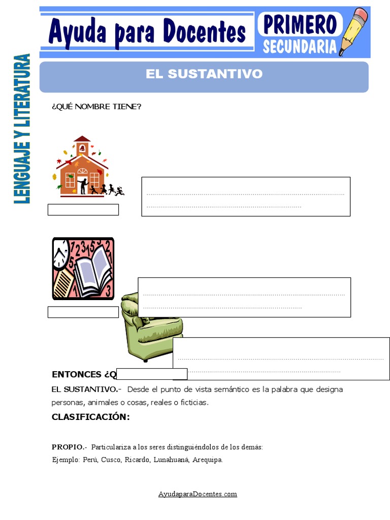 El Sustantivo para Primero de Secundaria | PDF | Sustantivo | Palabra
