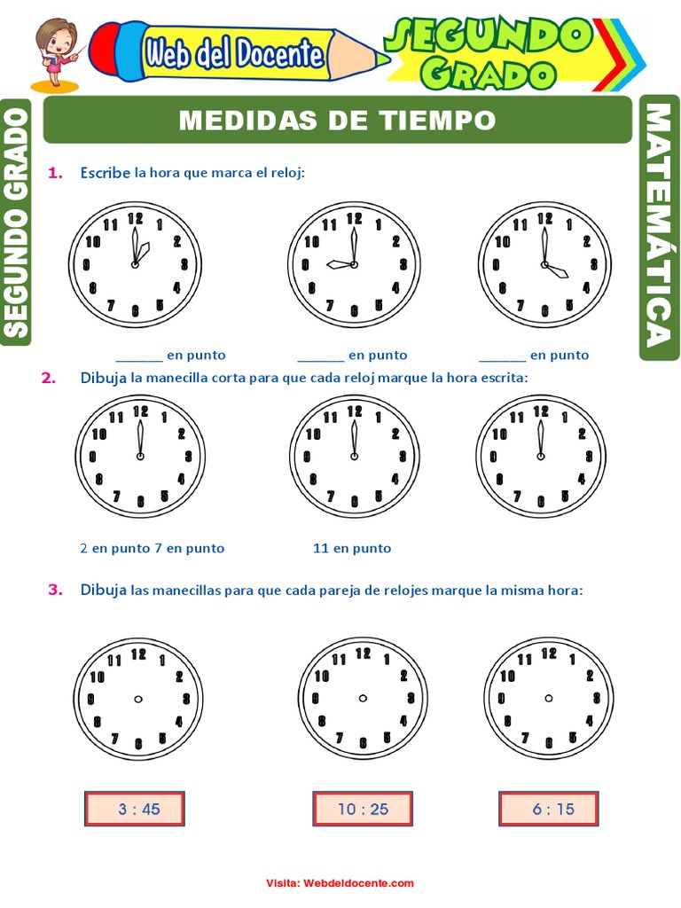 Medidas de Tiempo para Segundo Grado de Primaria | PDF