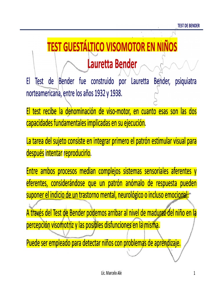 1 BENDER NIÑOS UNT | PDF | Percepción | Aprendizaje