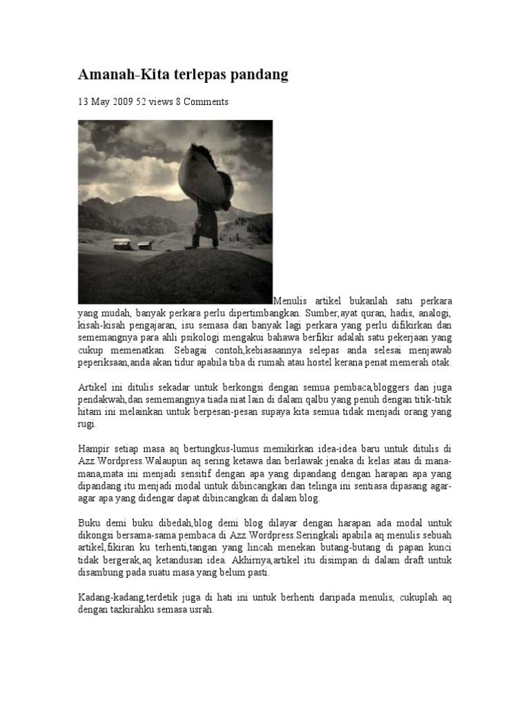 Amanah Kita Terlepas Pandang | PDF