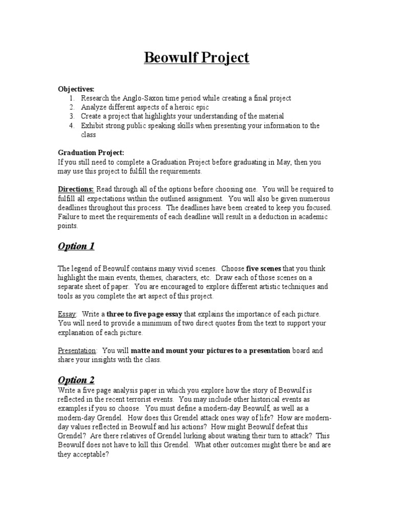 Beowulf Senior Project | PDF | Beowulf | Cognitive Science