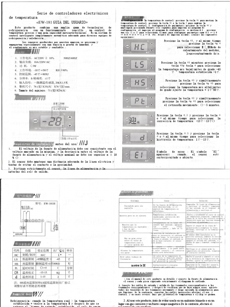 Ew-181h Manual SPANISH PDF | PDF | Relé | Sensor