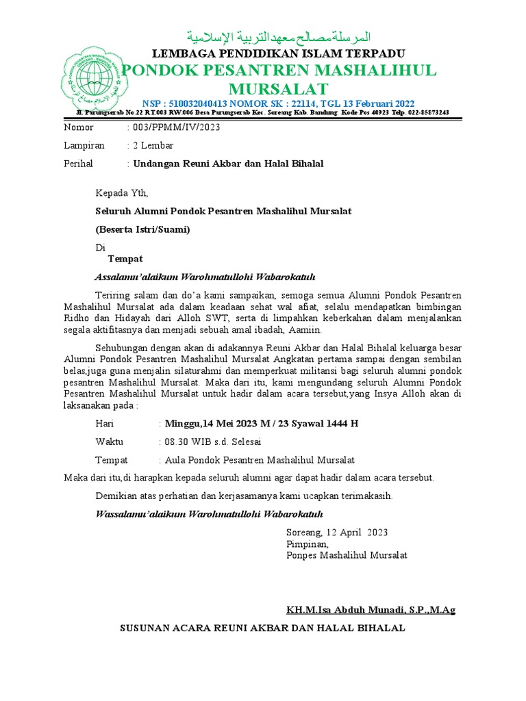 Surat Undangan Halal Bihalal | PDF | Agama & Spiritualitas