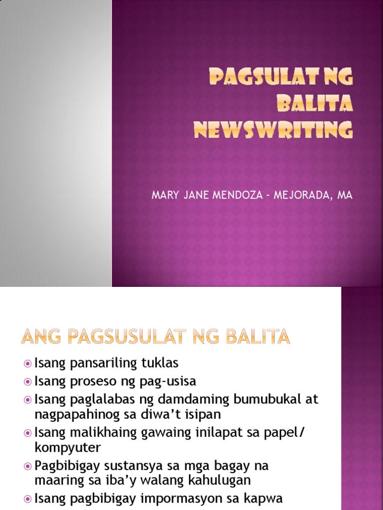 Pagsulat Ng Balita Power Point
