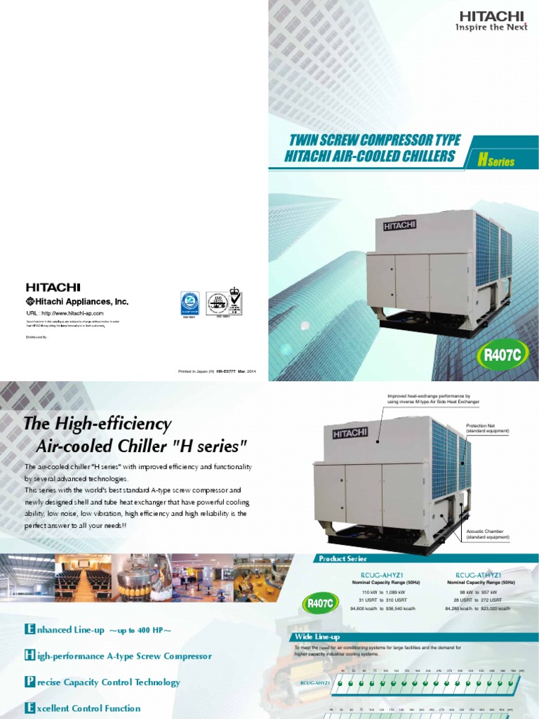 Hitachi H Series Air-Cooled Chiller | PDF | Heat Exchanger | Thermostat