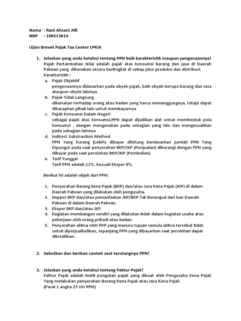 Soal Ujian Brevet Pajak | PDF | Hukum
