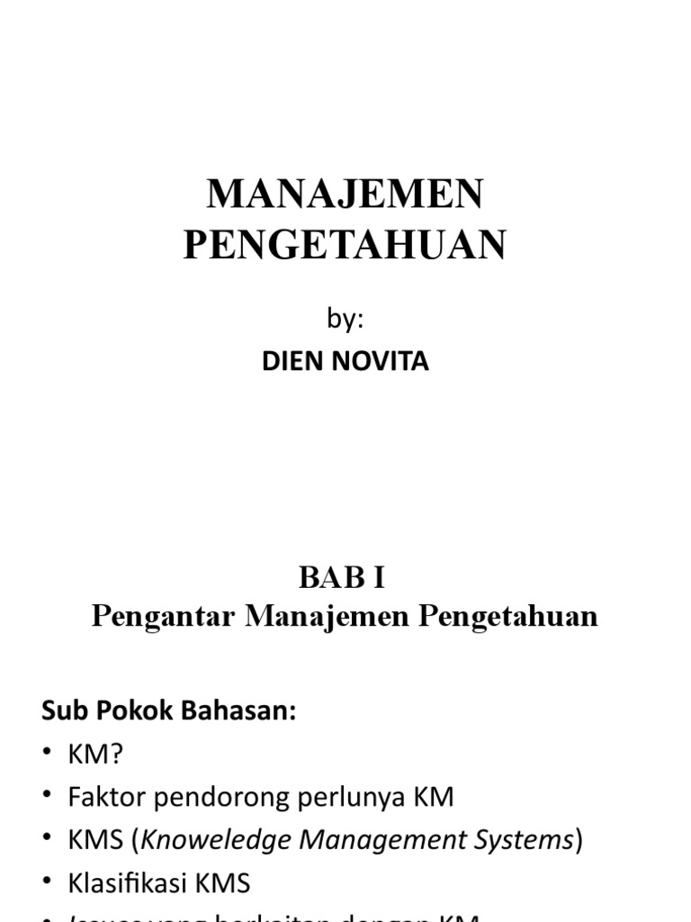 Manajemen Pengetahuan Pdf Karier And Perkembangan Komputer 