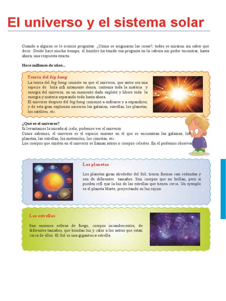 El Universo y El Sistema Planetario Solar para Grado de Primaria | PDF ...