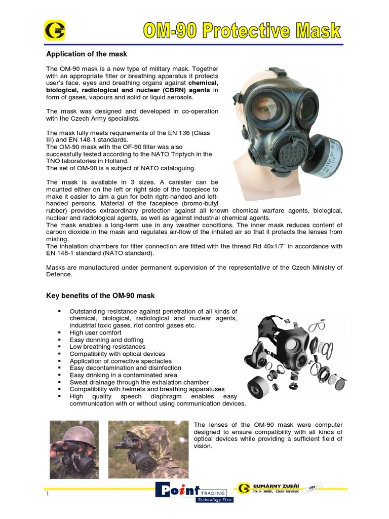 Gumarny Zubri OM 90 Mask Specification | PDF | Cbrn Defense | Chemical ...