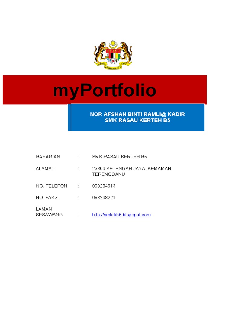 Myportfolio: Nor Afshan Binti Ramli at Kadir SMK Rasau Kerteh B5 Nor Afshan Binti Ramli@ Kadir ...