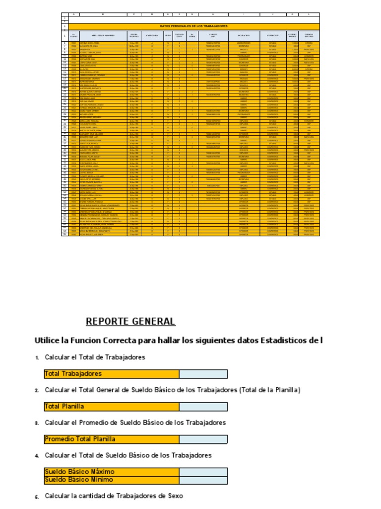 Datos personales y laborales de los trabajadores de una empresa | PDF