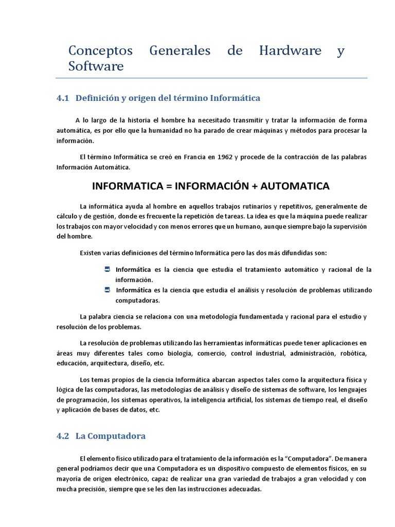 Introducción general a los conceptos básicos de hardware y software | PDF | Hardware de la ...