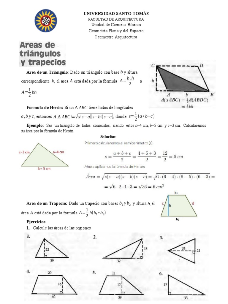 Fórmulas de Área para Triángulos y Trapecios | PDF
